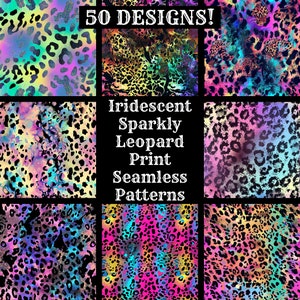 Iridescent Sparkly Leopard Print Seamless Digital Paper, Printable ...