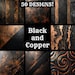 Black and Copper Digital Paper: Vintage Journaling Set (PNG, 12x12 ...