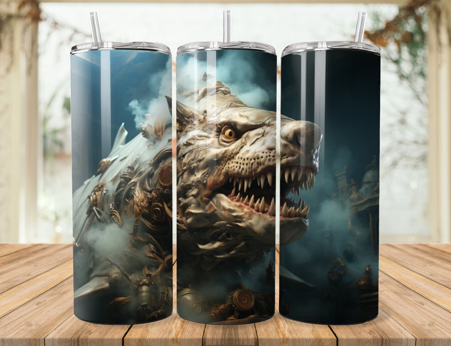 3D Smoke Shark Head Tumbler Wrap Bundle 24 Pack 20 Oz Skinny Tumbler ...
