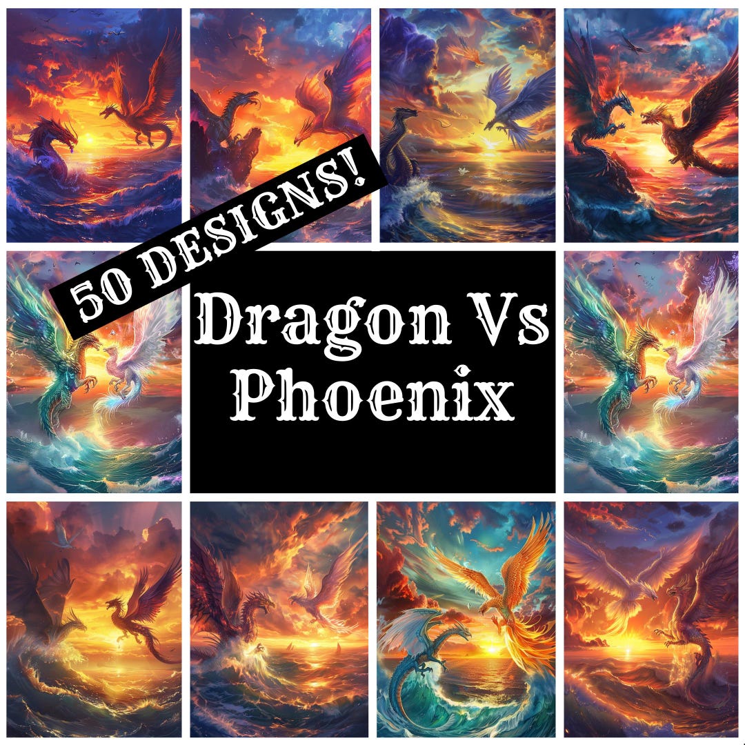 Dragon Vs Phoenix Journal Paper, Dragon Vs Phoenix Printable Paper ...