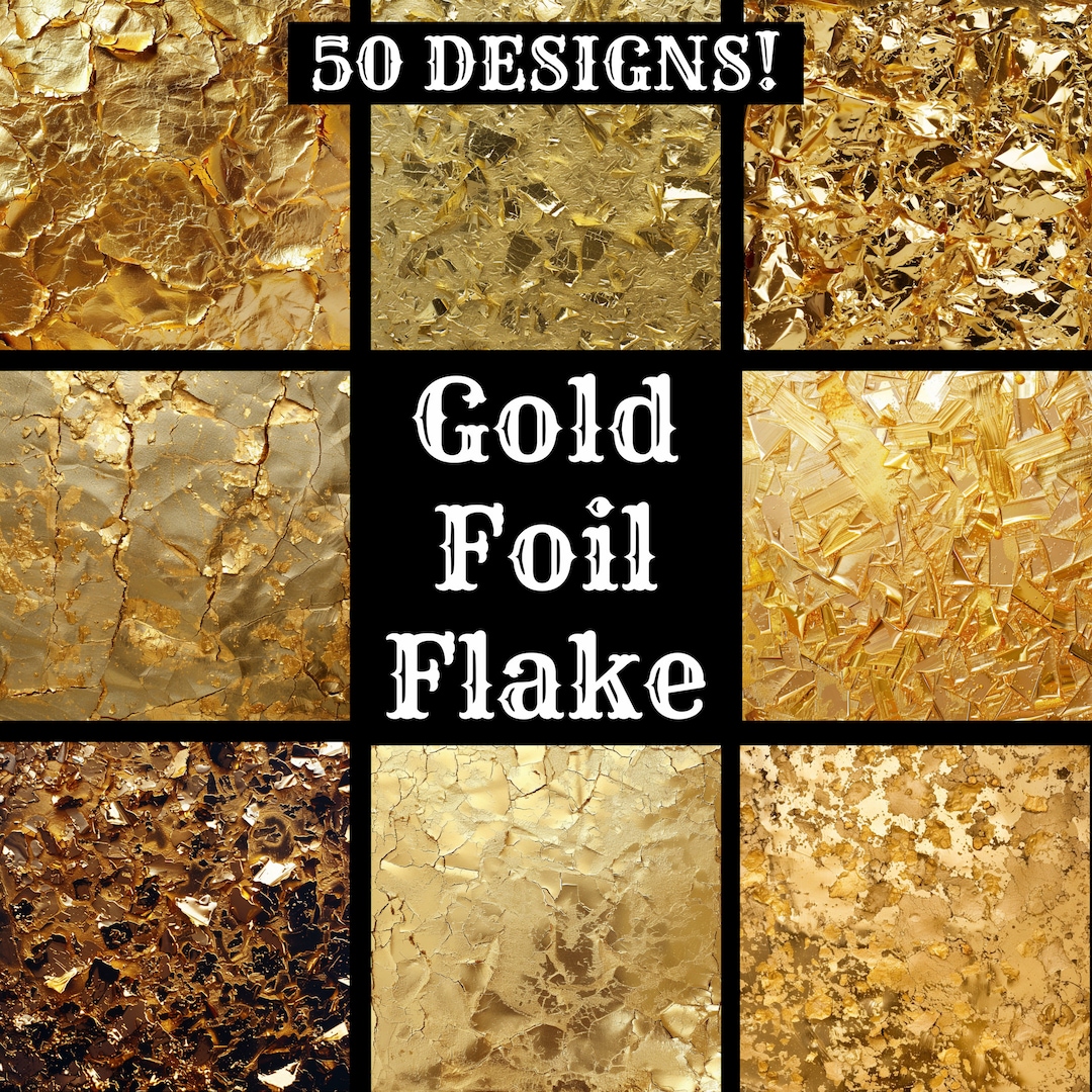 Gold Foil Flake Digital Paper: Vintage Journal Scrapbook (digital ...