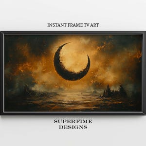 Crescent Moon Night Sky Frame TV Art (digital Download) - Etsy