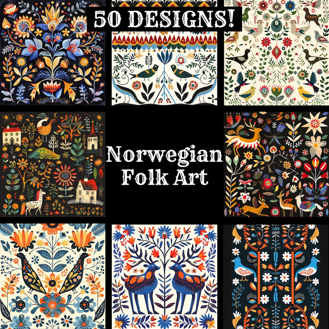 Norwegian Folk Art Digital Paper: High-resolution Scrapbook (digital ...