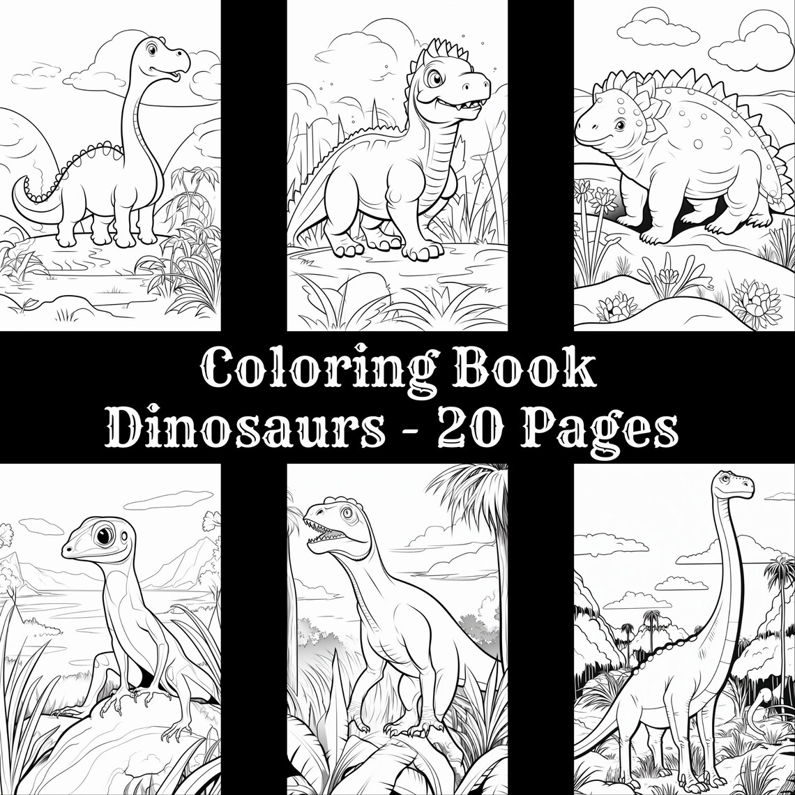 Grayscale Dinosaur Printable Coloring Sheets for Adults and Kids - Etsy