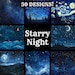 Starry Night Digital Paper: High-resolution Scrapbook (PNG, 12x12 ...