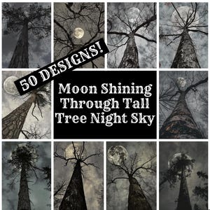 Moonlit Tree Night Sky Journal Paper: Vintage Scrapbook Printables ...