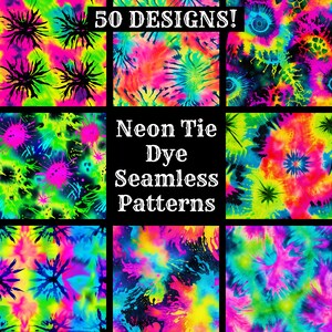 Neon Tie Dye Seamless Digital Paper, Printable Scrapbook Paper Seamless ...