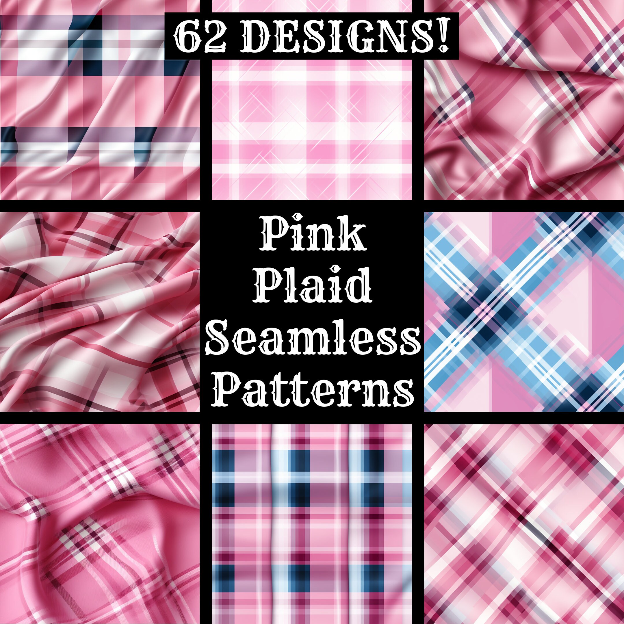Pink Plaid Seamless Digital Paper, Printable Scrapbook Paper Seamless ...