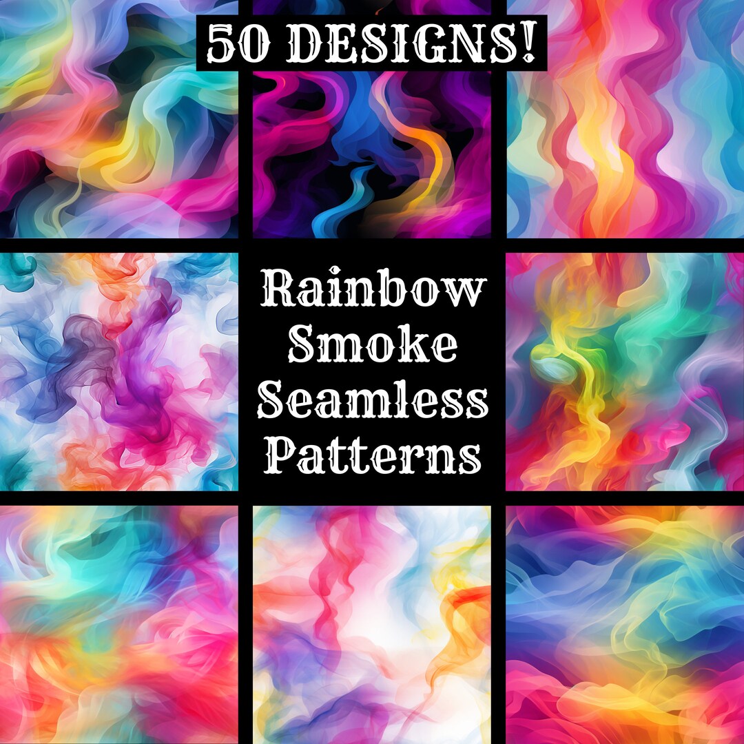 Rainbow Smoke Seamless Digital Paper, Printable Scrapbook Paper ...