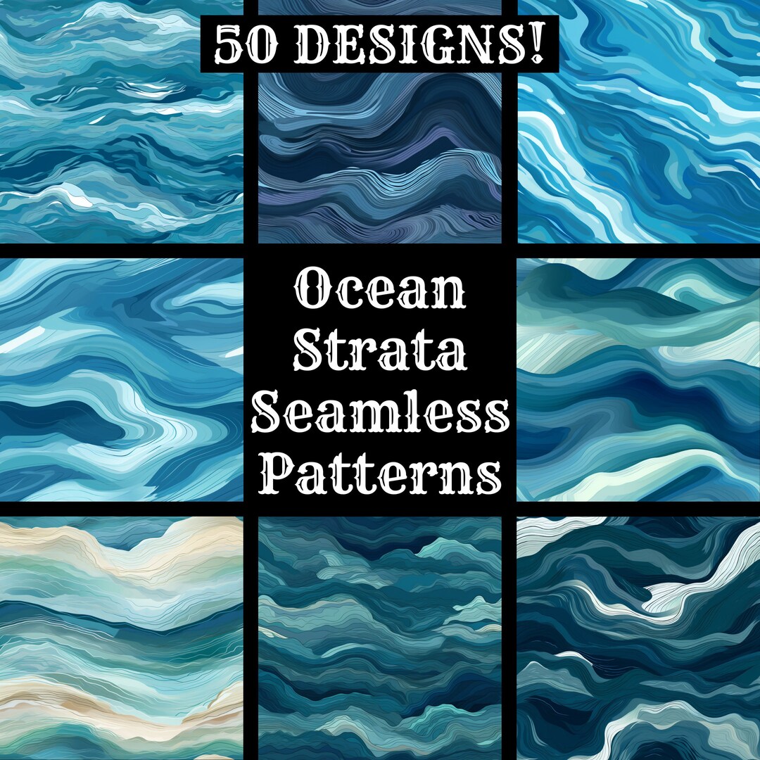 Ocean Strata Seamless Patterns: Scrapbook Paper Textures (digital ...
