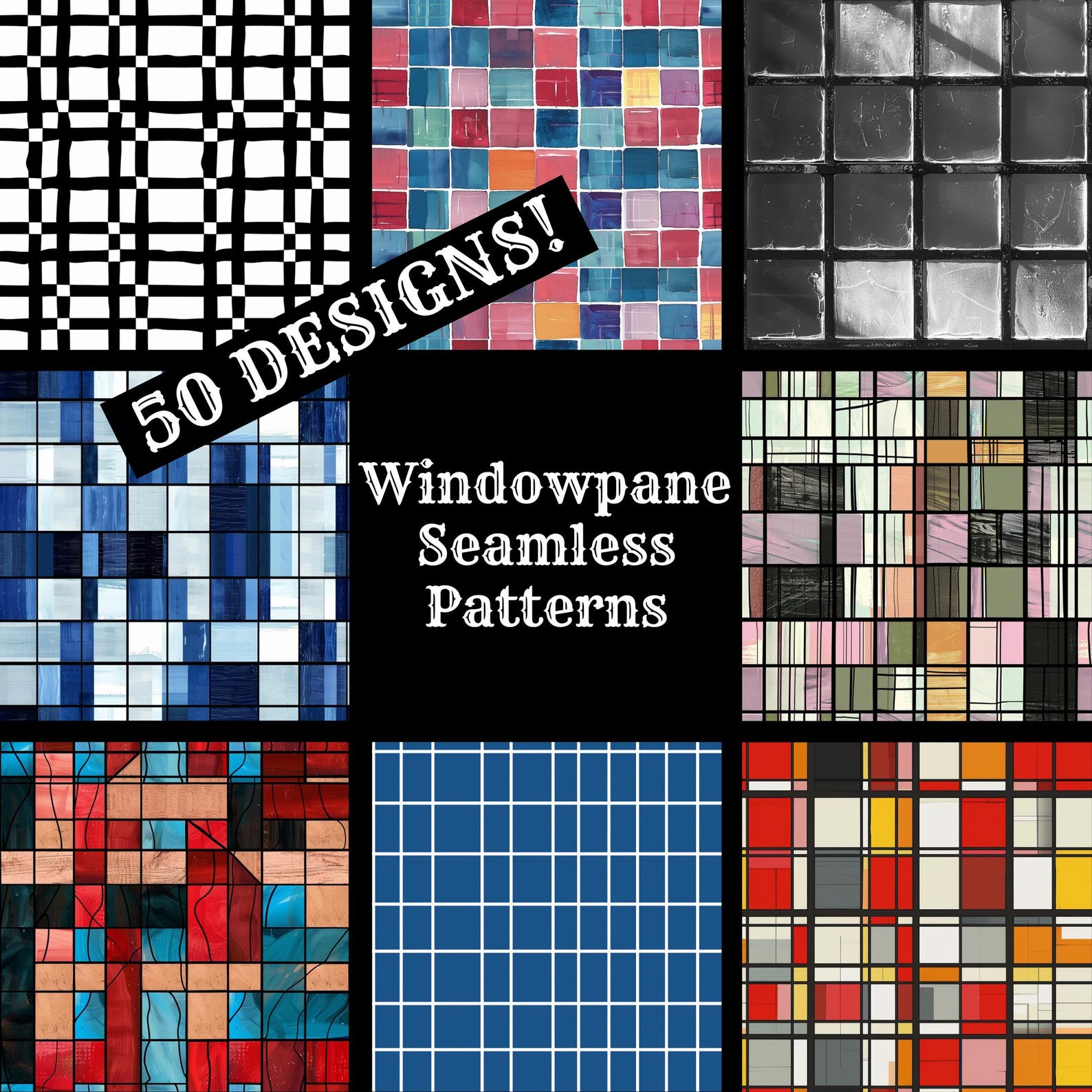 Windowpane Seamless Pattern: Printable Digital Paper (PNG) - Etsy