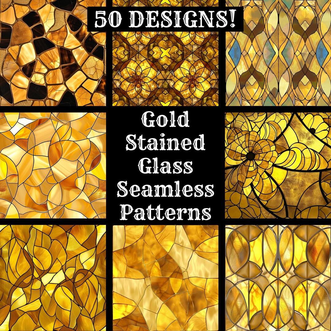 Gold Stained Glass Seamless Digital Paper, Printable Scrapbook Paper ...