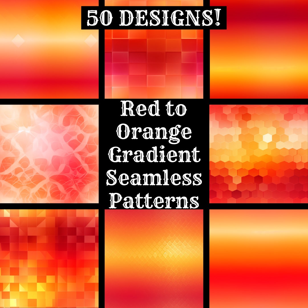 Red Orange Gradient Seamless Paper: 50 PNG Textures (digital Download ...