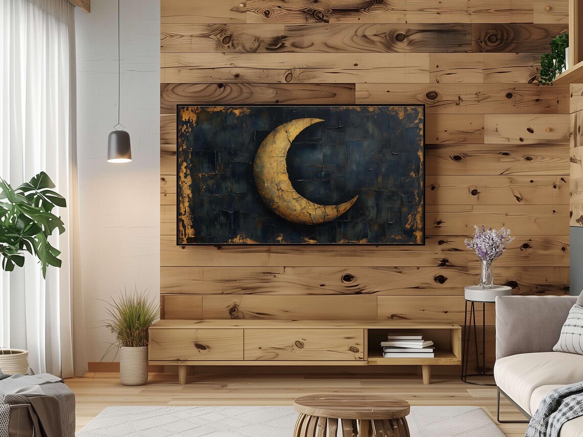 Crescent Moon Night Sky Frame TV Art (digital Download) - Etsy