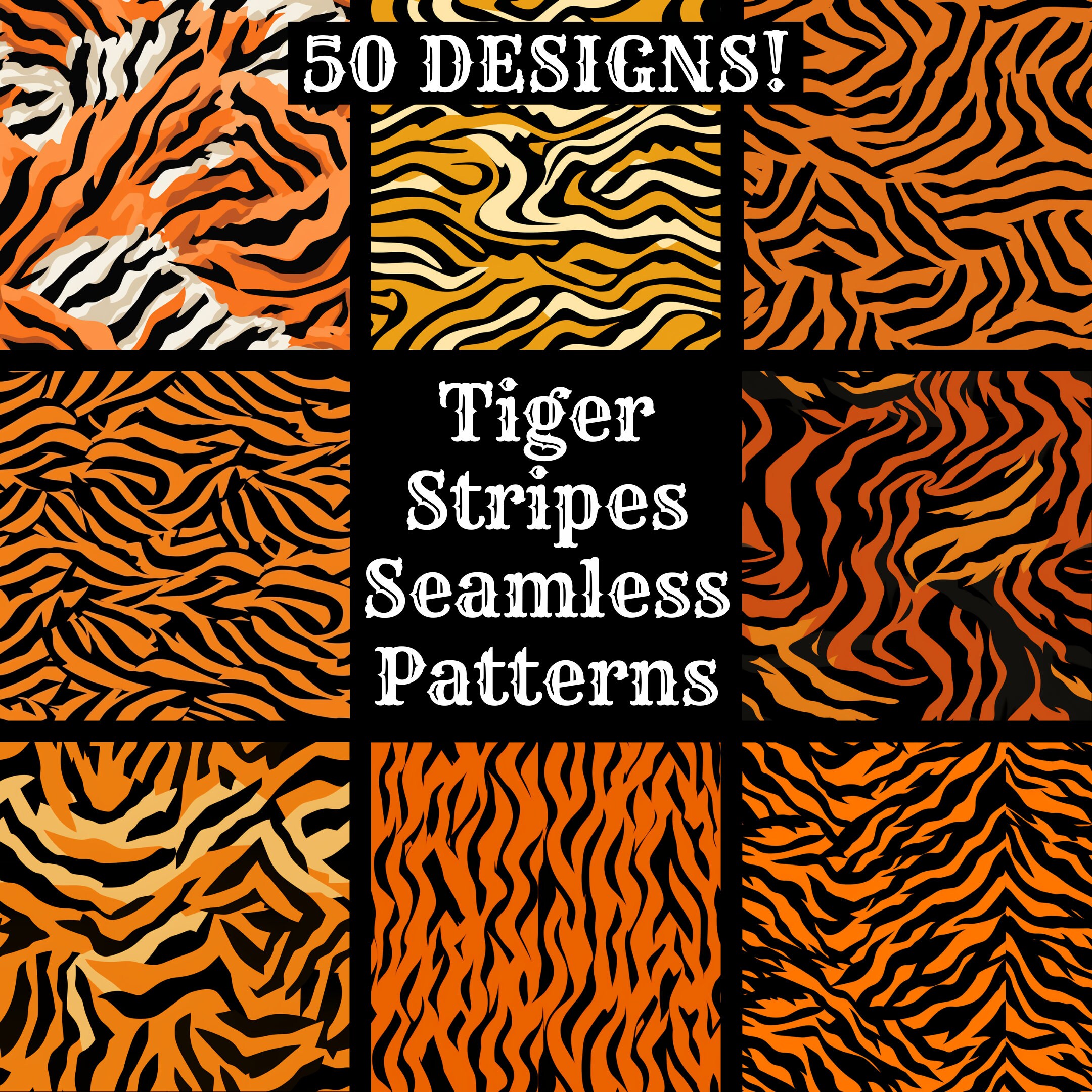 Tiger Stripes Seamless Pattern: 50 PNG Digital Papers (digital Download ...