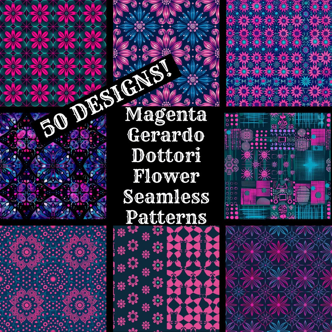 Magenta Flower Seamless Pattern: Printable Scrapbook Paper (digital ...