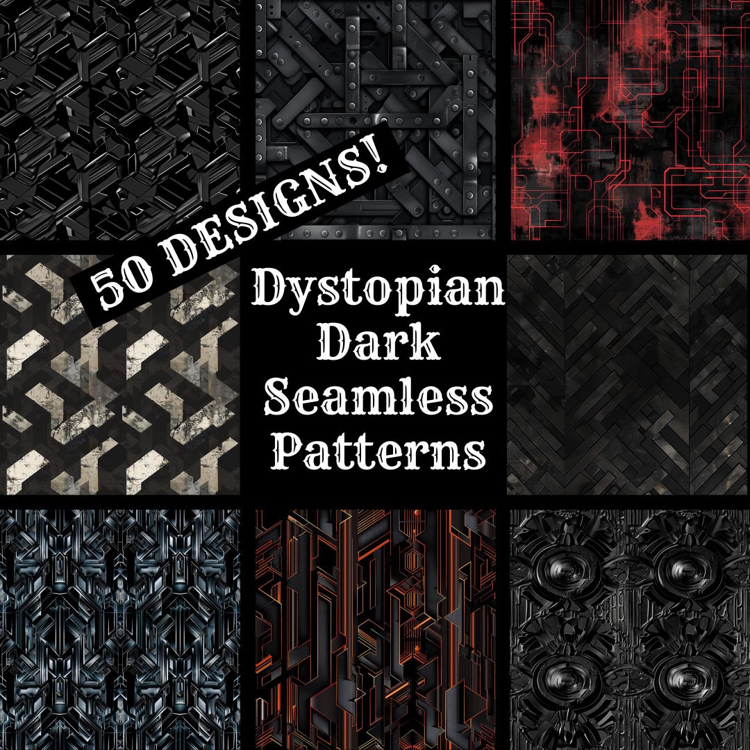 Dystopian Dark Seamless Patterns: Printable Digital Paper (digital ...