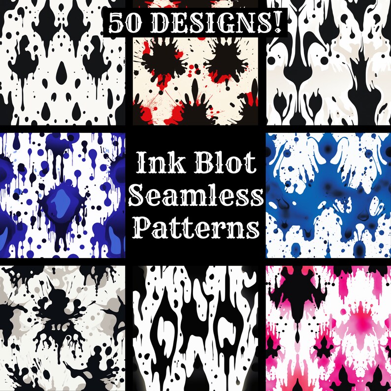 Ink Blot Seamless Digital Paper, Printable Scrapbook Paper Seamless ...