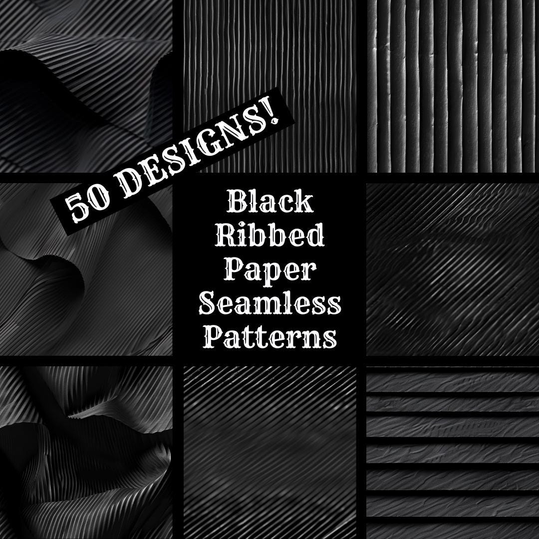 Black Ribbed Paper Textures: Seamless Patterns (digital Download) - Etsy