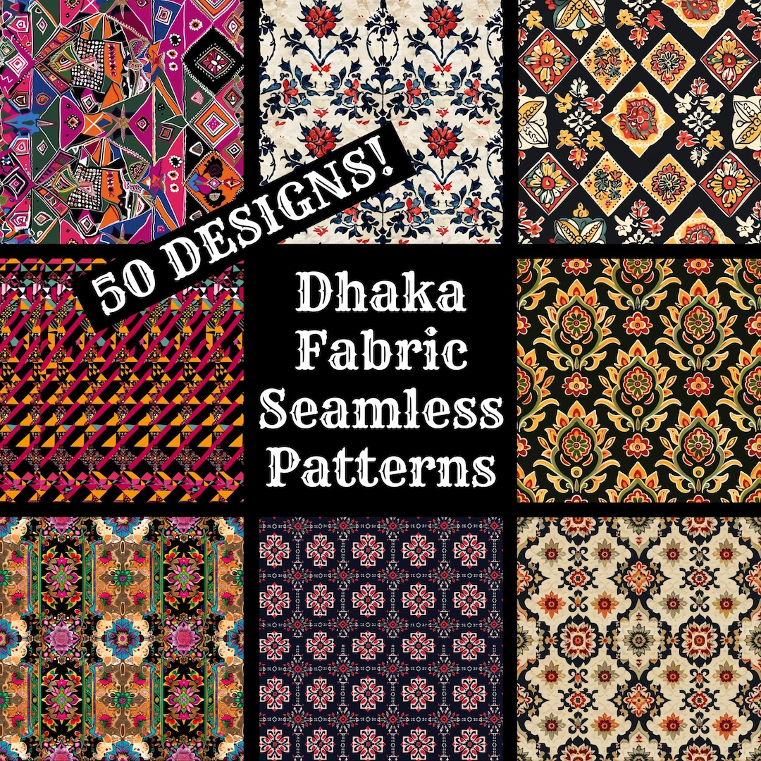 Dhaka Fabric Seamless Patterns: Printable Scrapbook Paper (digital ...