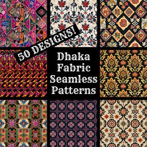 Dhaka Fabric Seamless Patterns: Printable Scrapbook Paper (digital ...