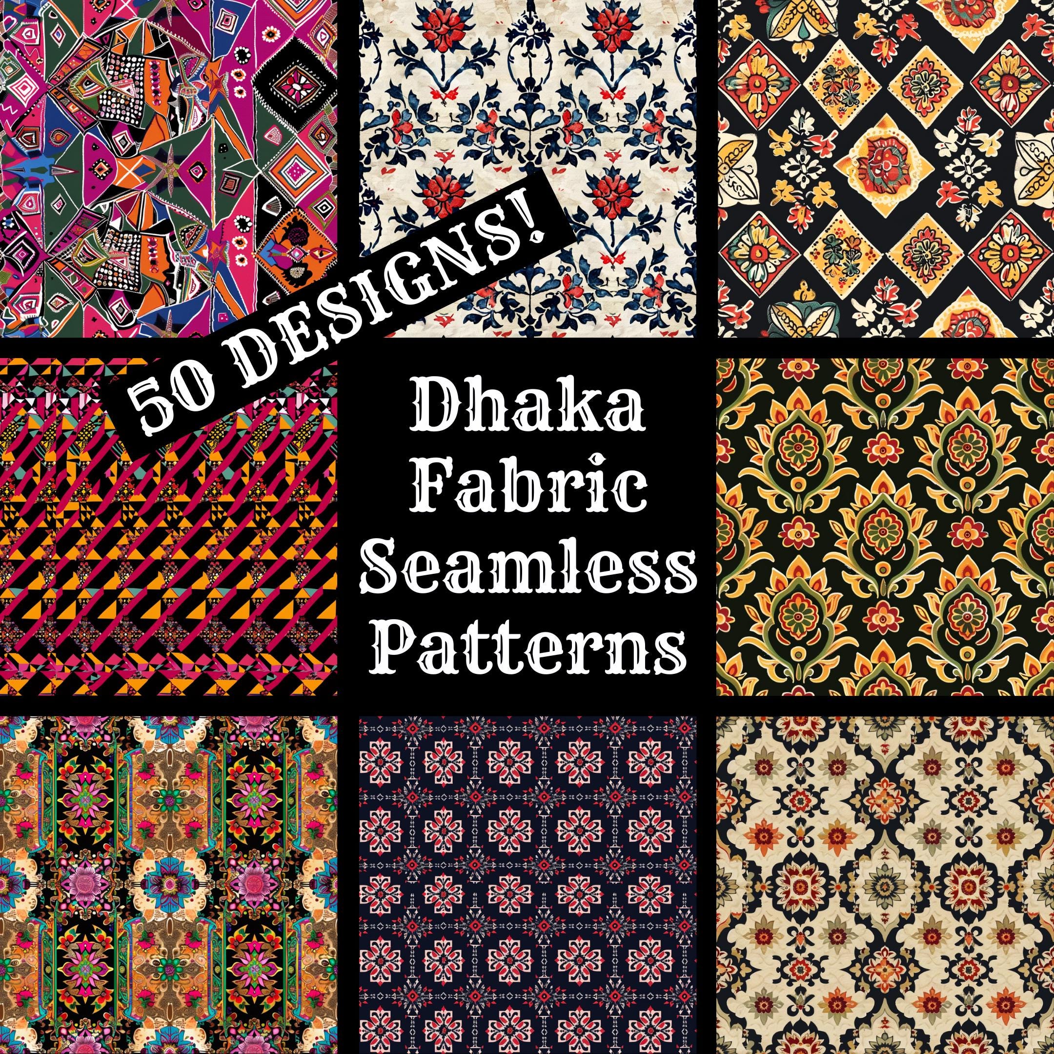 Dhaka Fabric Seamless Patterns: Printable Scrapbook Paper (digital ...