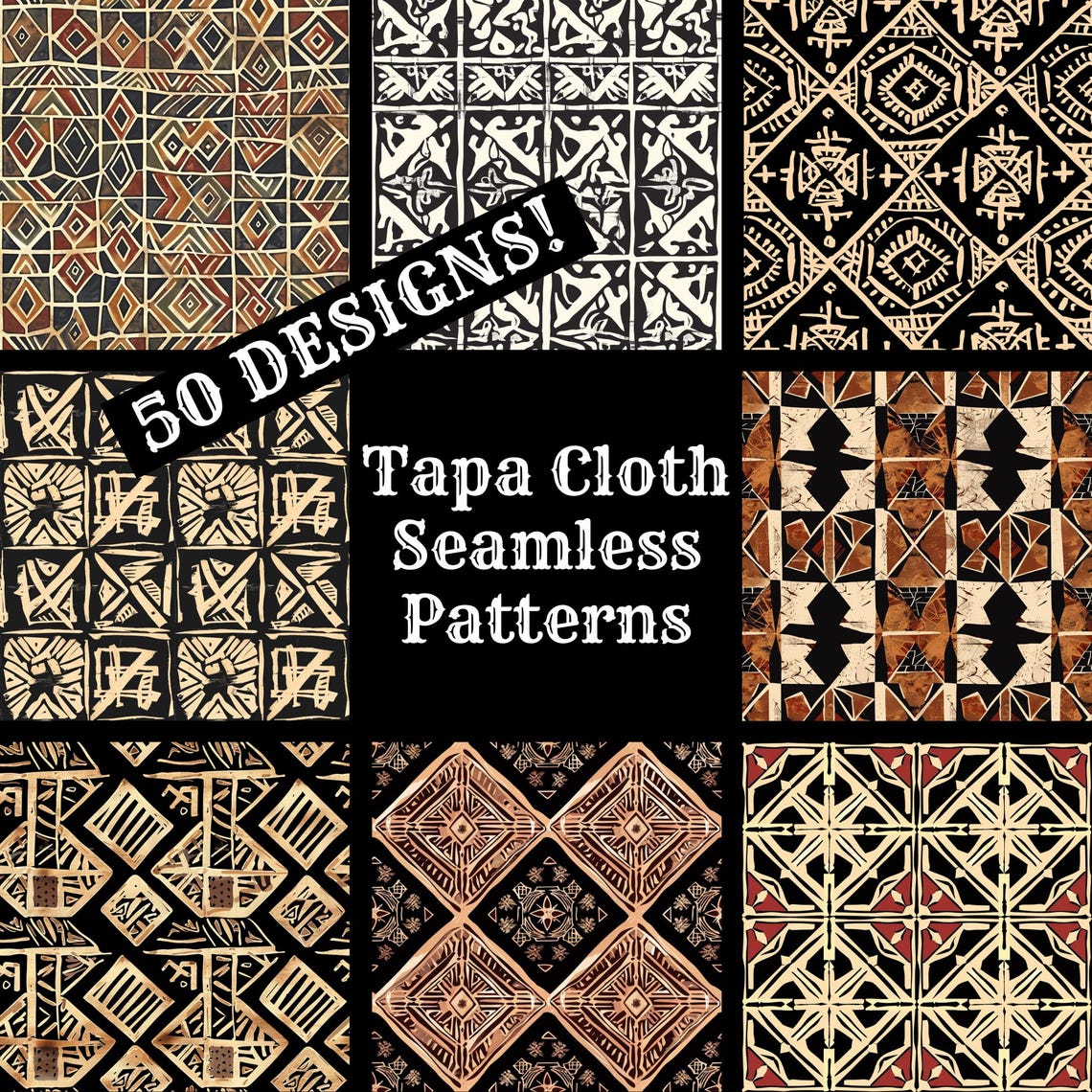 Tapa Cloth Seamless Patterns: Printable Scrapbook Paper (digital ...