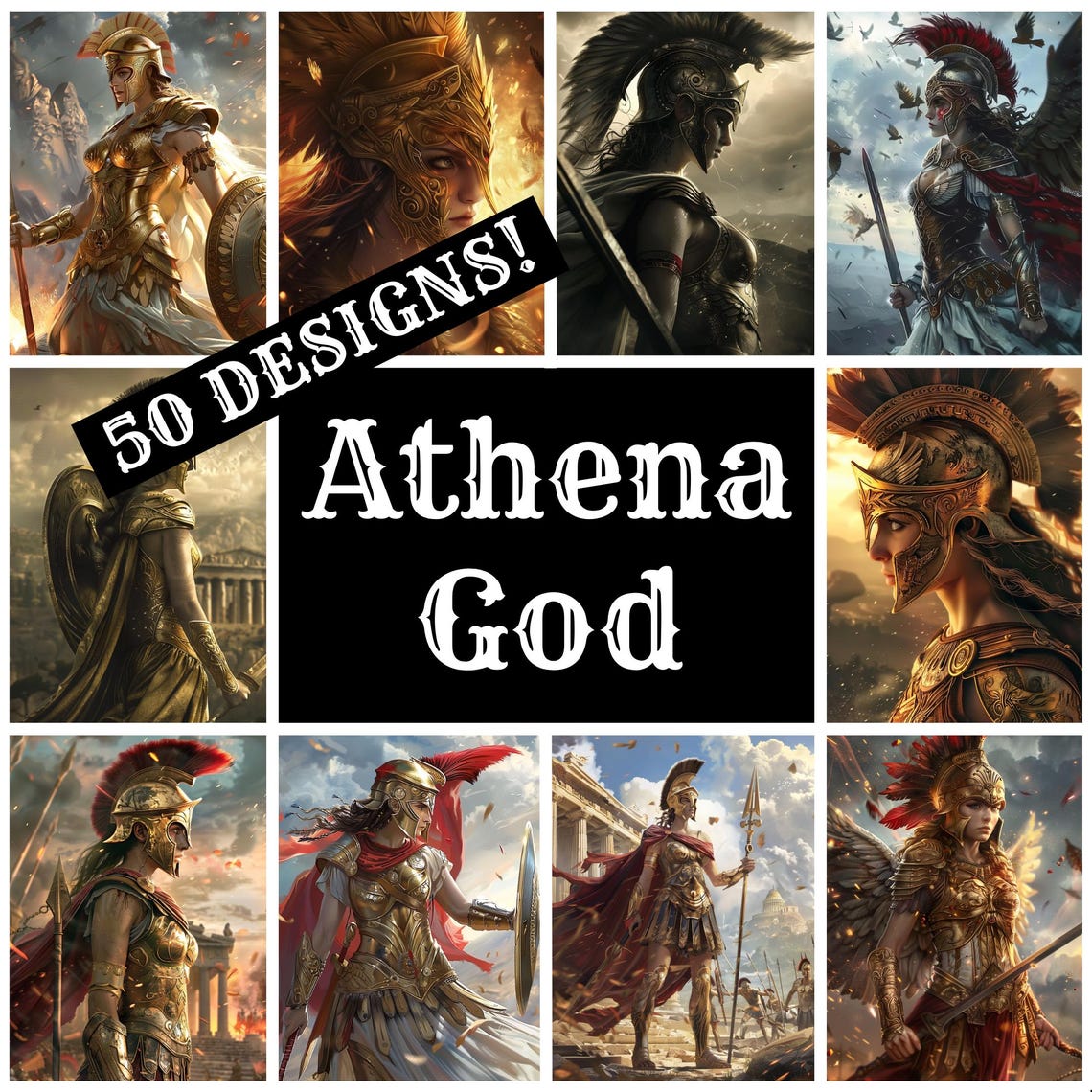 Athena God Digital Paper: Vintage Journal Inserts (PNG, 8.5x11 In ...