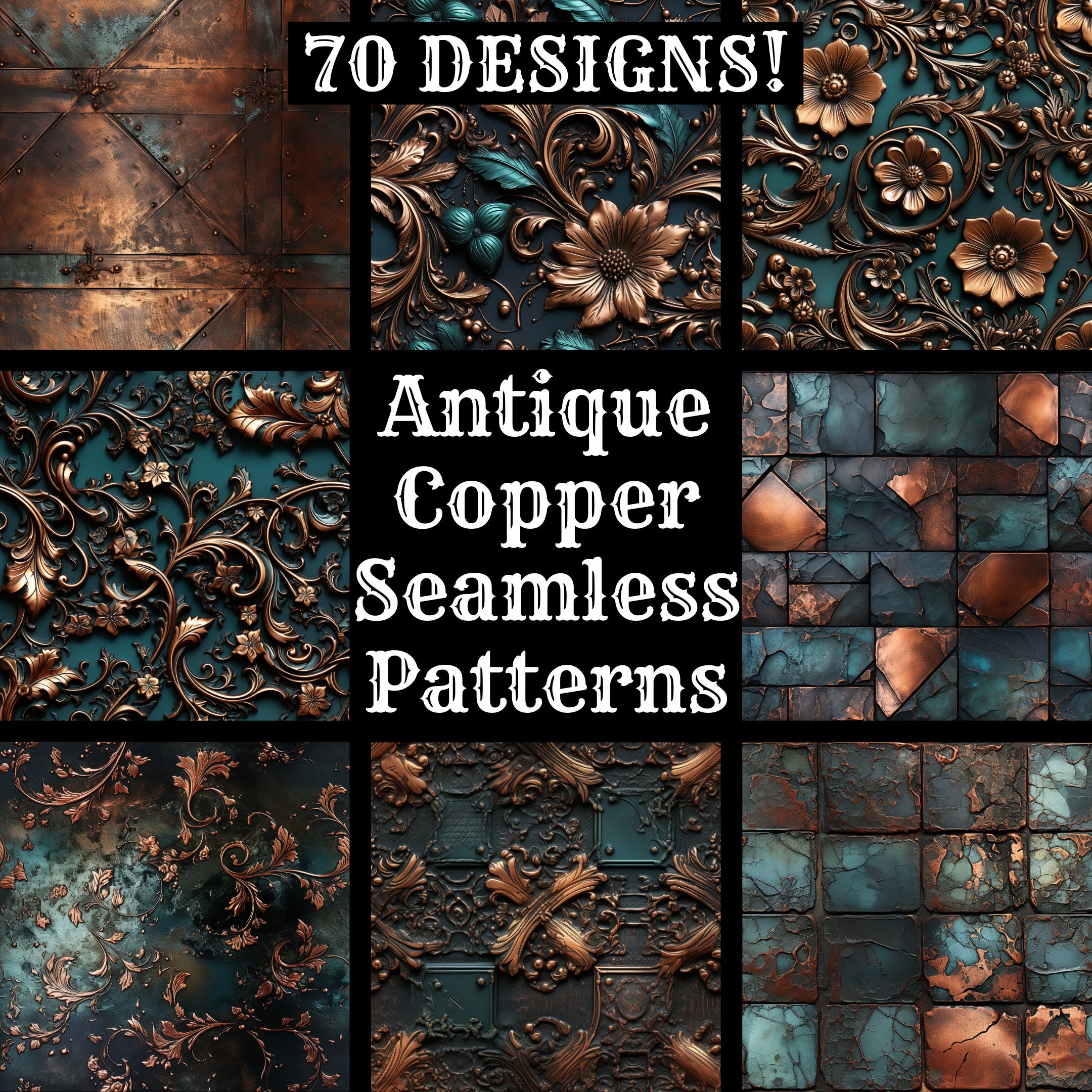 Antique Copper Seamless Digital Paper, Printable Scrapbook Paper ...