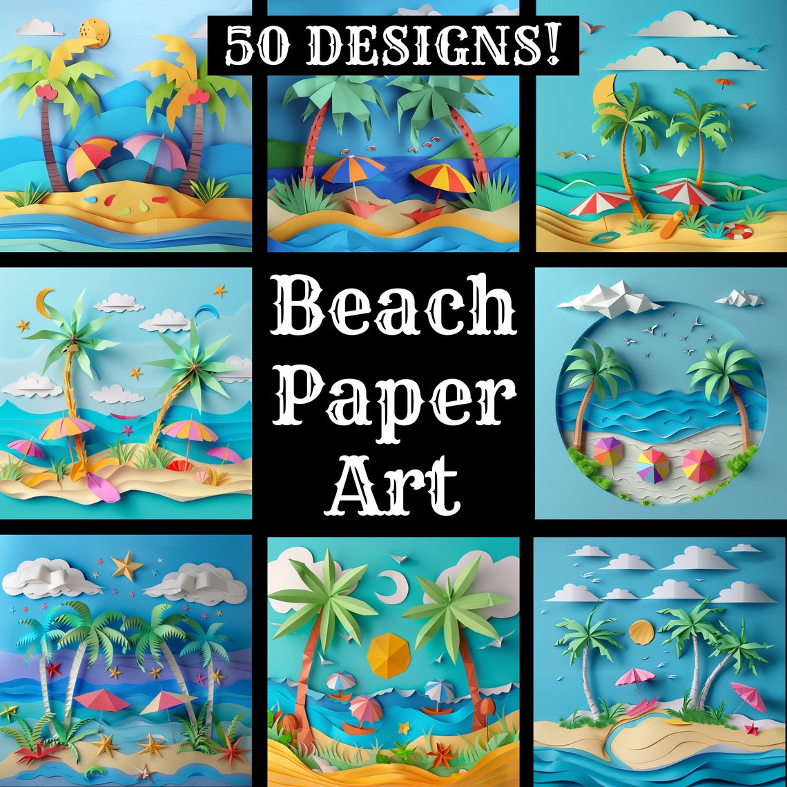Beach Paper Art, High Resolution, Digital Scrapbook (digital Download ...