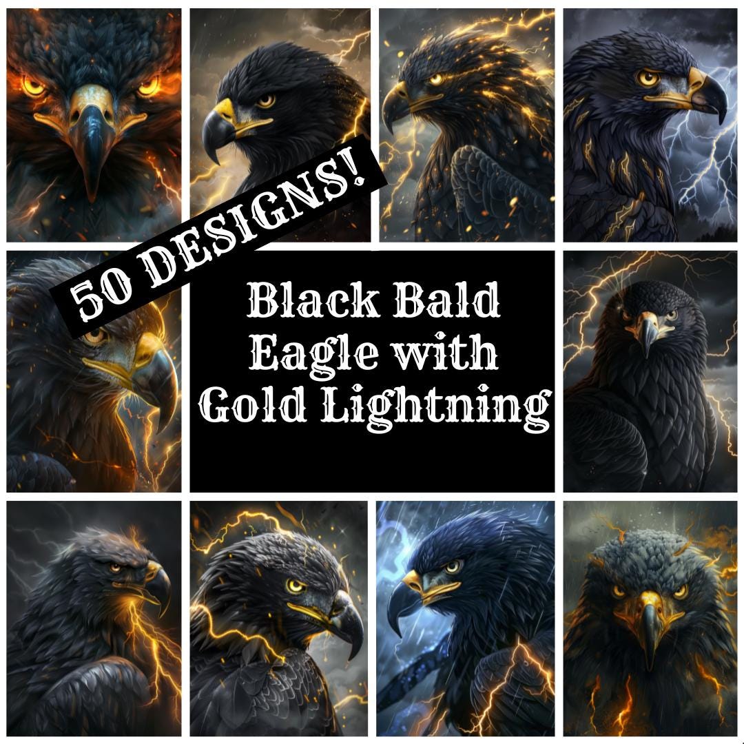 Black Bald Eagle Gold Lightning Journal Paper: Vintage Scrapbook ...