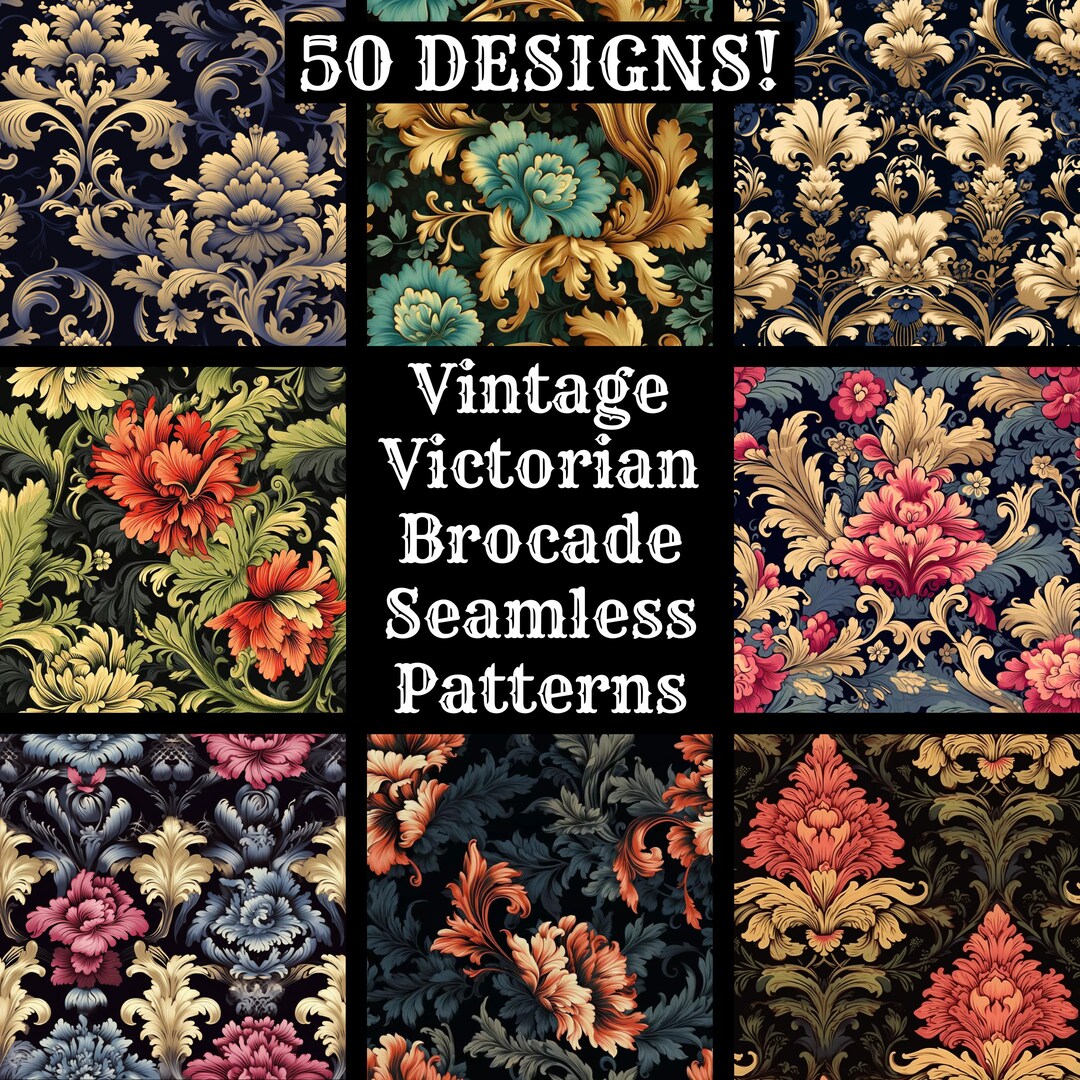 Vintage Victorian Brocade Seamless Digital Paper, Printable Scrapbook ...