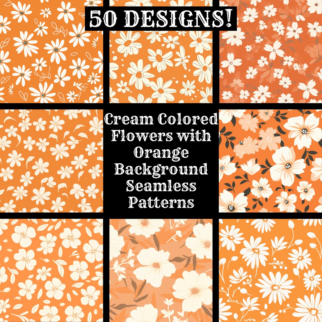 Cream Colored Flowers Seamless Digital Paper, Printable Scrapbook Paper ...