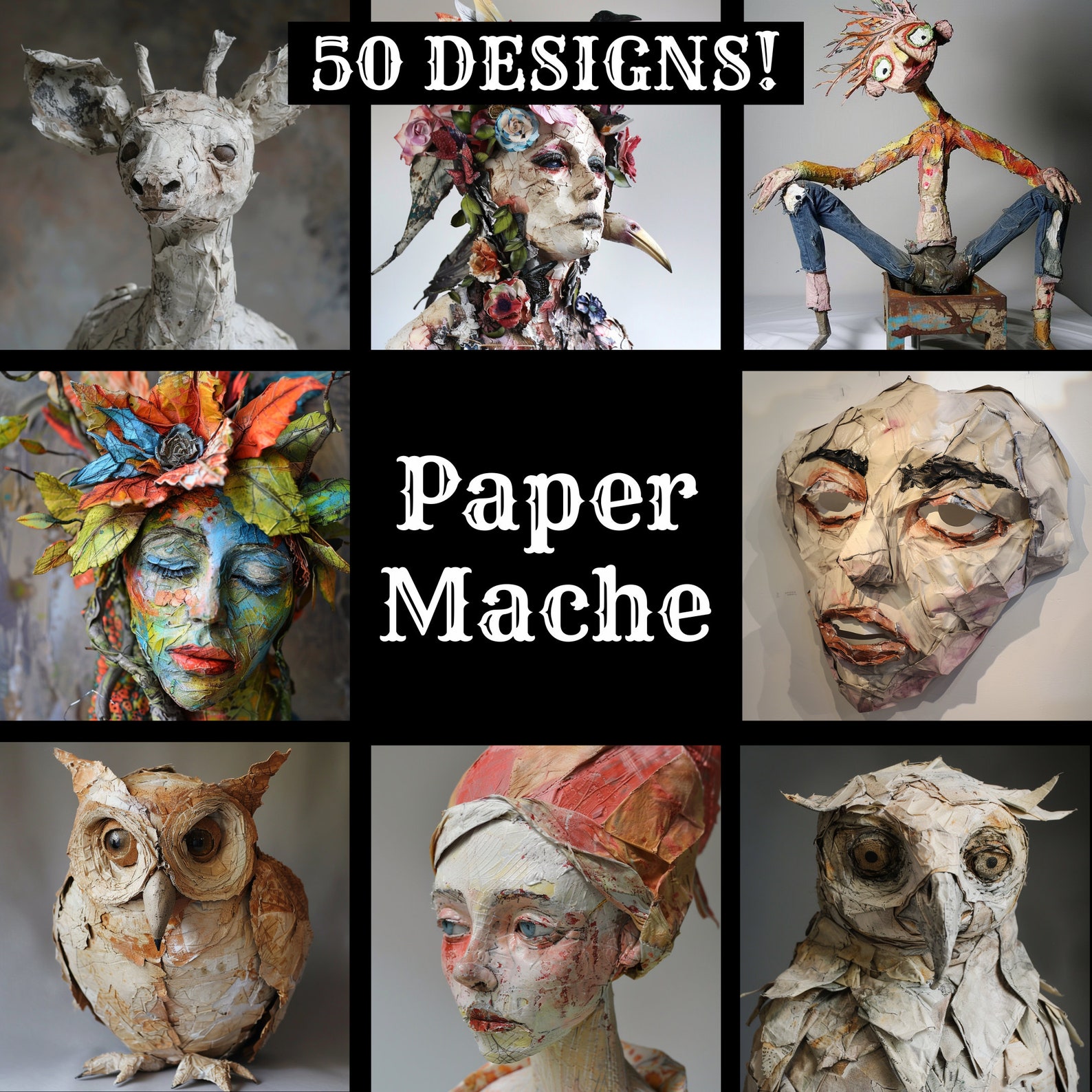 Paper Mache Paper, Paper Mache Printable Paper, Vintage Paper Mache ...