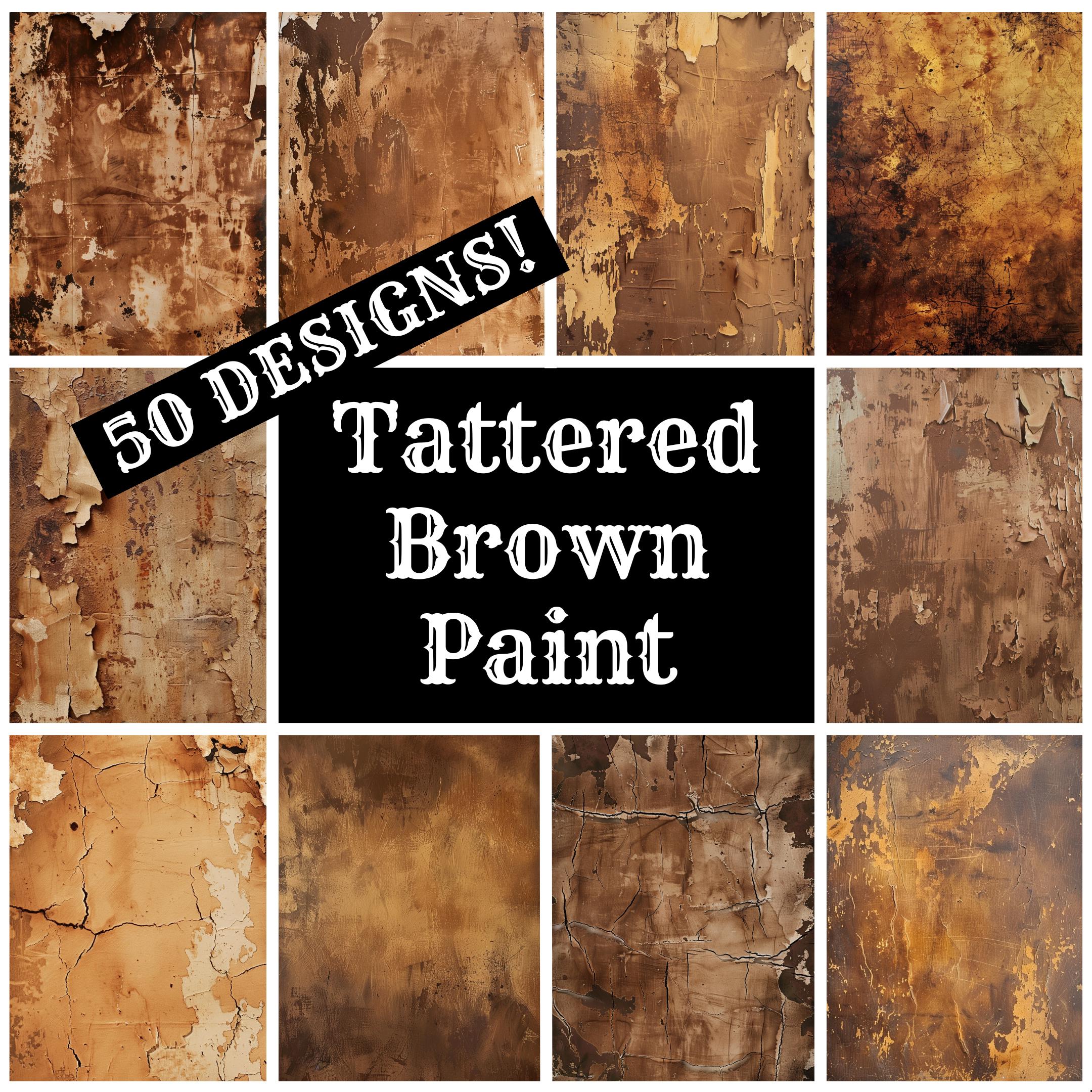 Tattered Brown Paint Digital Paper: Vintage Journal Inserts (PNG ...