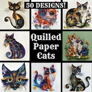 Quilled Paper Cats: High-resolution Digital Paper (PNG) - Etsy