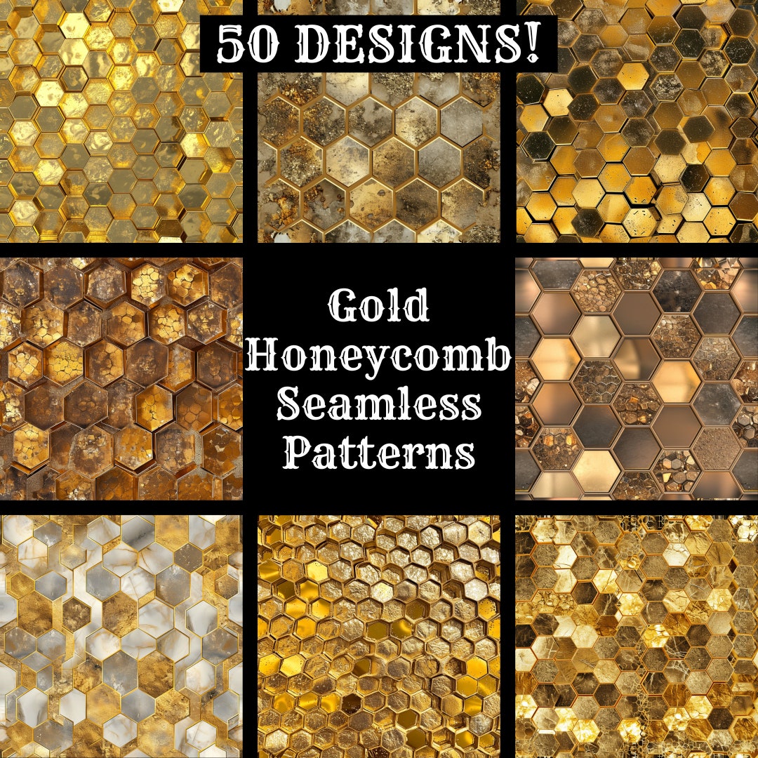 Gold Honeycomb Seamless Digital Paper Printable Scrapbook Paper ...
