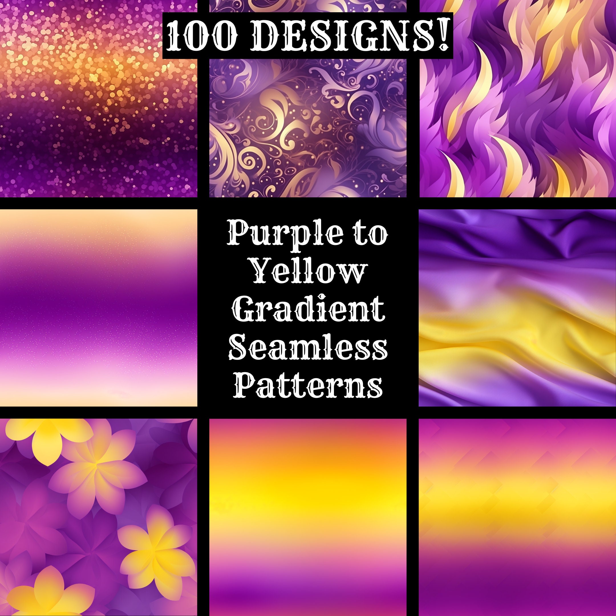 Purple to Yellow Gradient Seamless Digital Paper, Printable Scrapbook ...