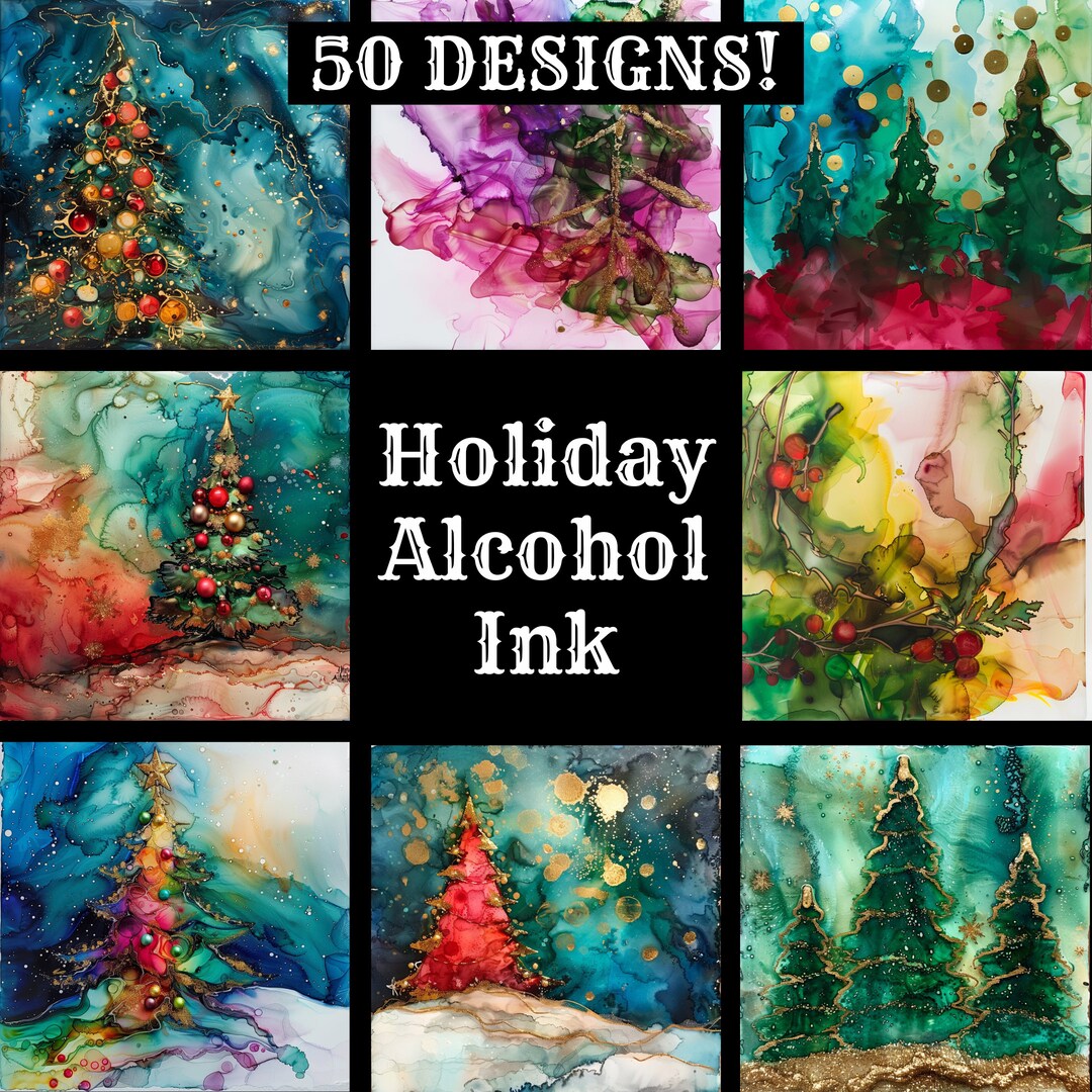 Christmas Alcohol Ink Paper: Holiday Digital Scrapbook (PNG, 12x12 ...