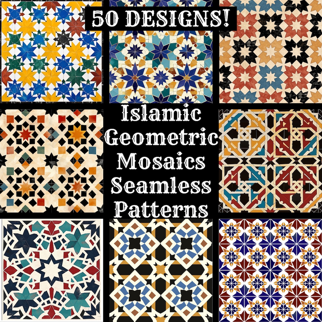 Islamic Geometric Mosaics Seamless Digital Paper, Printable Scrapbook ...