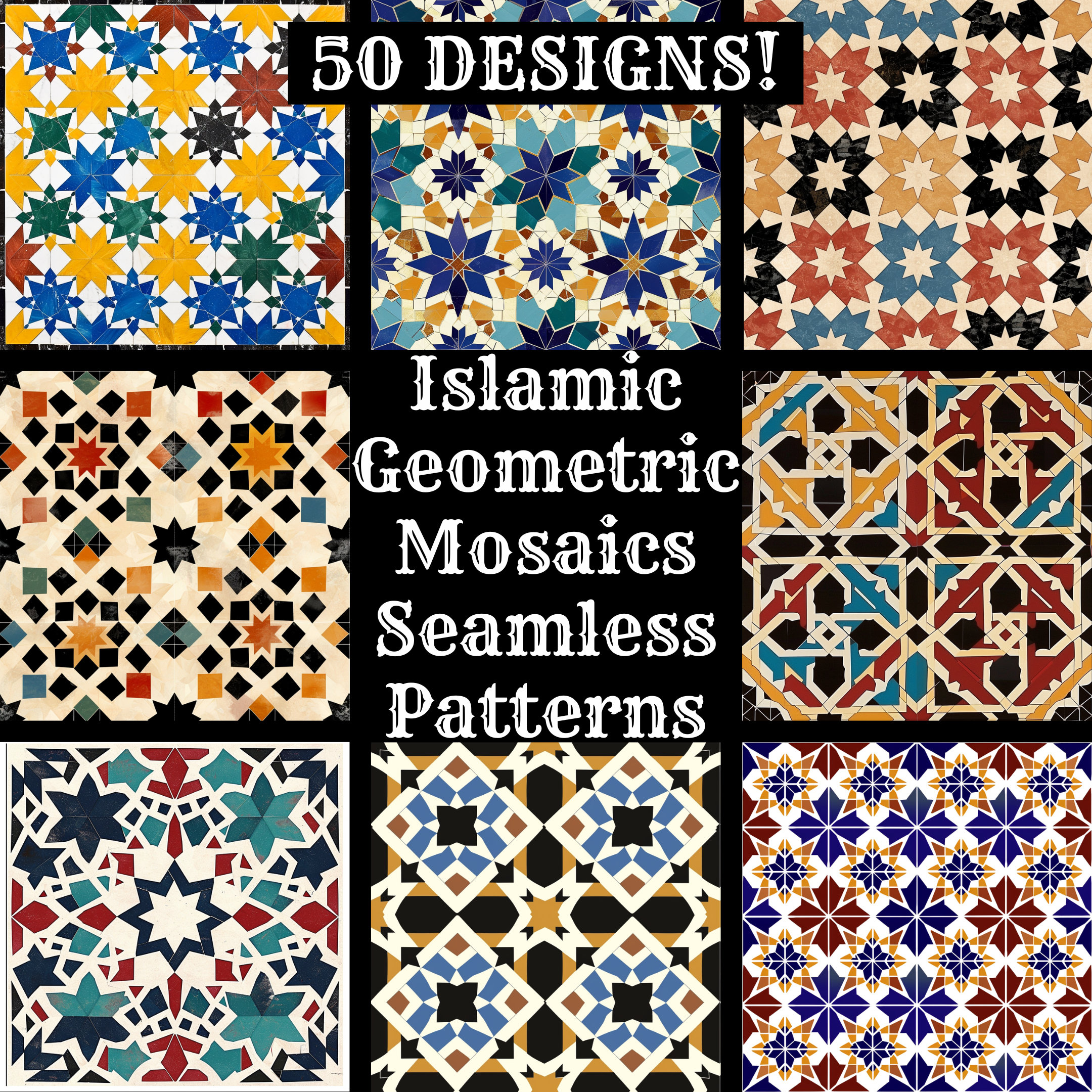 Islamic Geometric Mosaics Seamless Digital Paper - Etsy