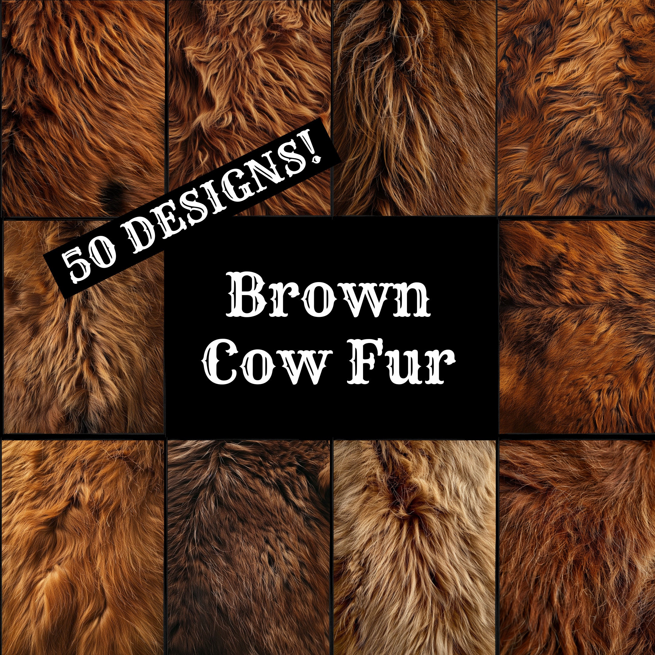 Brown Cow Fur Digital Paper: 50 PNG Designs (8.5x11 In) (digital ...