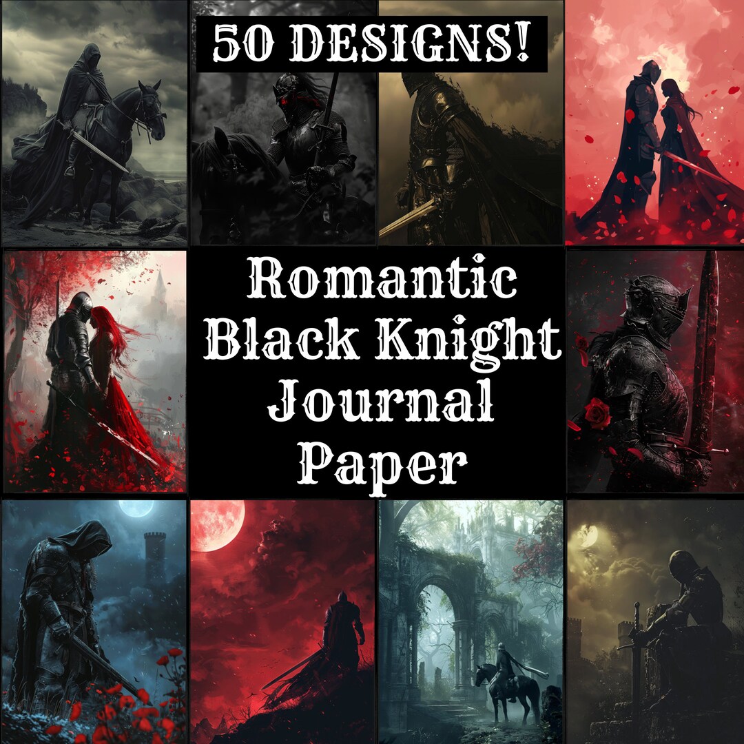 Romantic Black Knight Journal Paper: Vintage Scrapbook Inserts (digital ...
