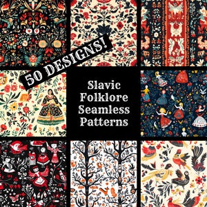 Slavic Folklore Seamless Digital Paper, Printable Scrapbook Paper ...