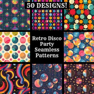 Retro Disco Party Seamless Digital Paper, Retro Disco Party Printable ...