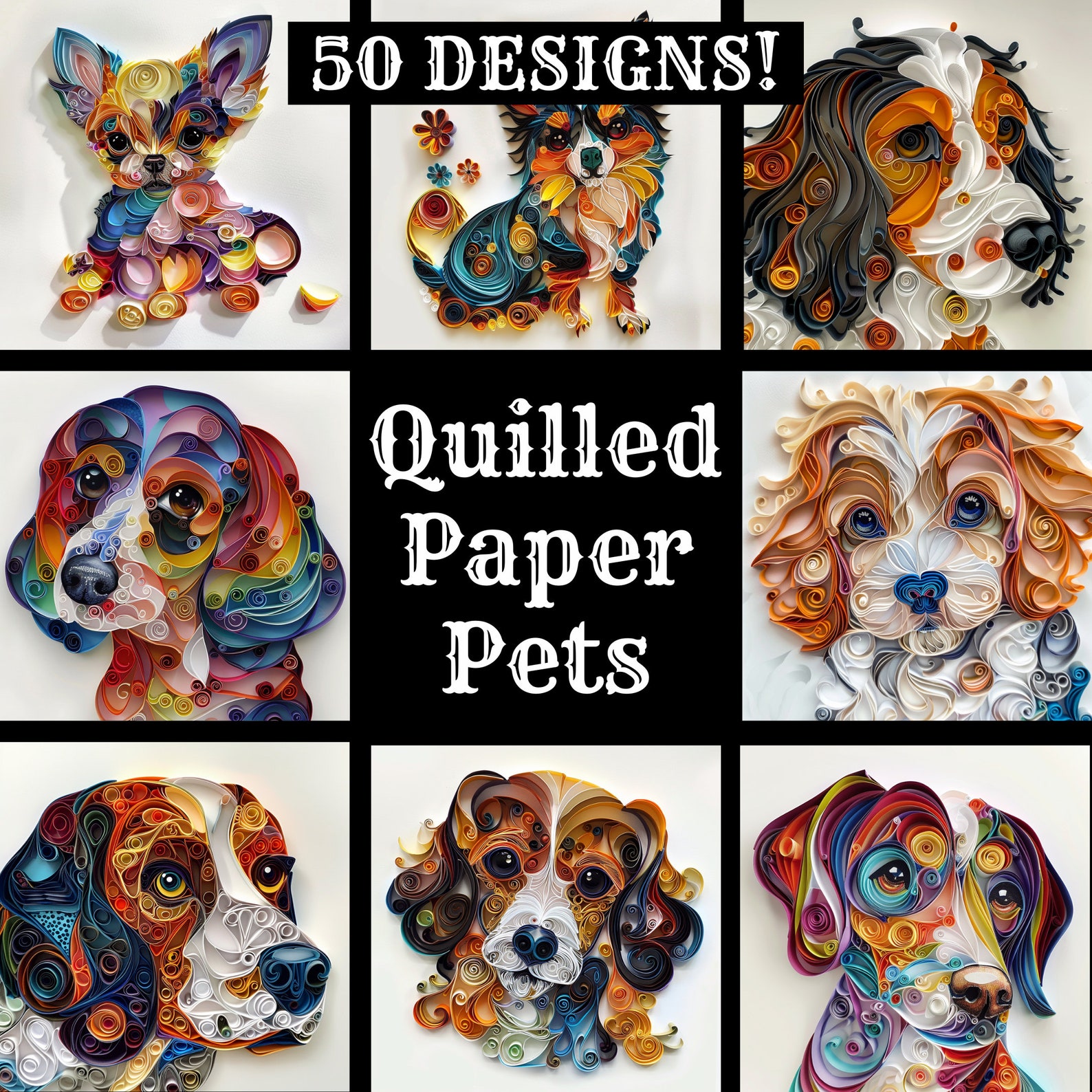 Quilled Paper Pets Paper, Quilled Paper Pets Printable Paper, Quilling ...