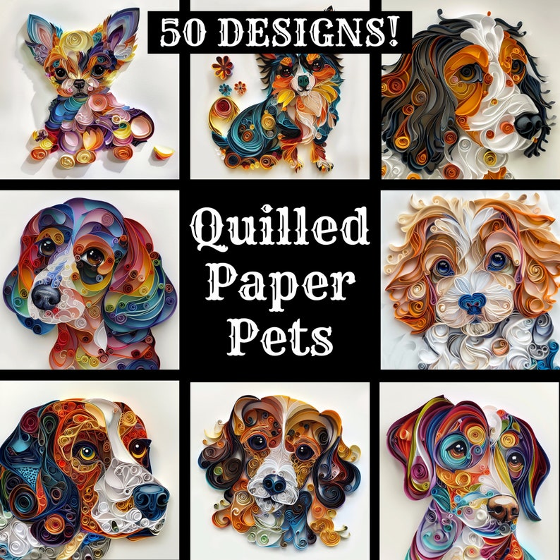 Quilled Paper Pets: High Resolution Digital Paper (PNG) - Etsy