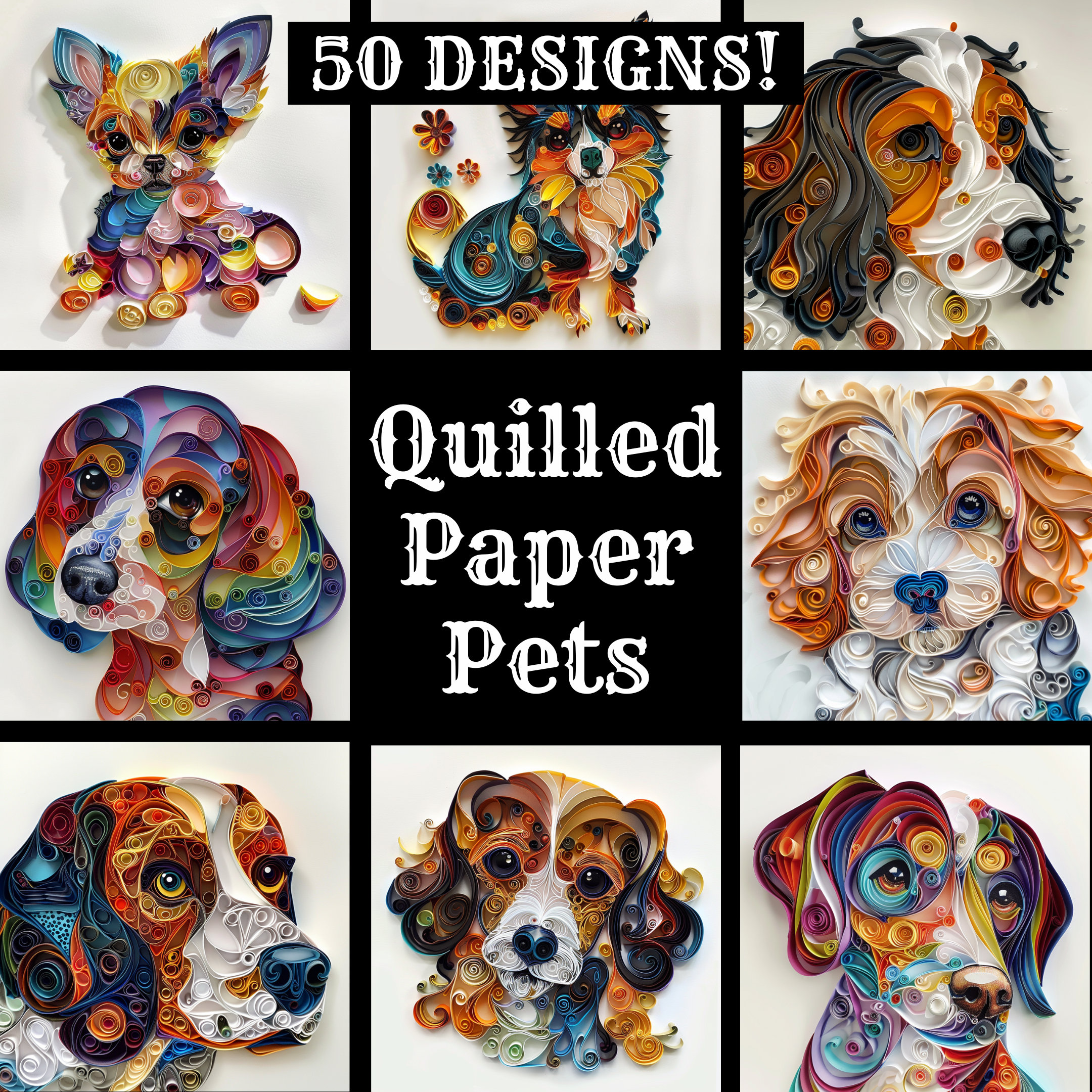 Quilled Paper Pets Paper, Quilled Paper Pets Printable Paper, Quilling ...