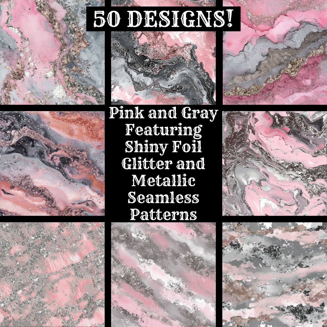Pink and Gray Featuring Shiny Foil Glitter Seamless Digital Paper ...