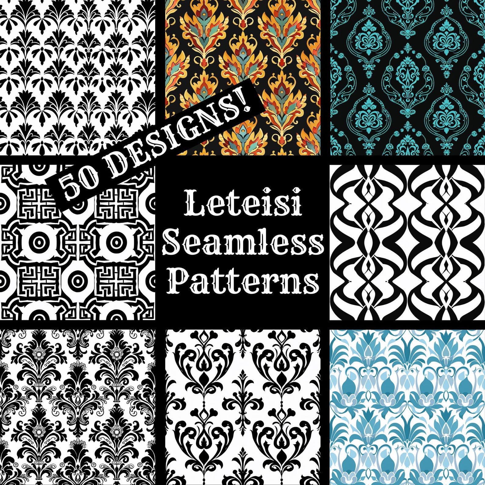 50 Leteisi Seamless Patterns: Printable Scrapbook Paper (digital ...